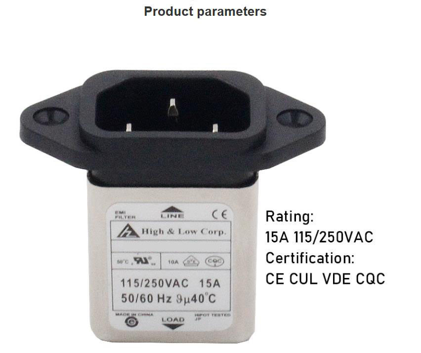C14 IEC AC EMI 필터 6A 250V AC 전원 입력 모듈 3단계